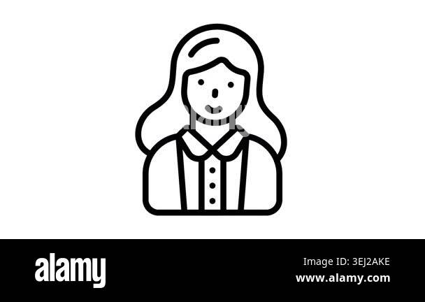 Ready to use outline style icon animation showing female tutor Stock ...