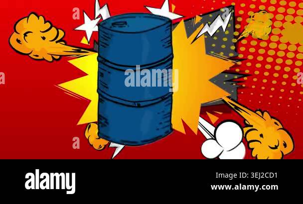Cartoon Oil Barrel and Oil Drop, comic book Oil Industry video. Retro ...