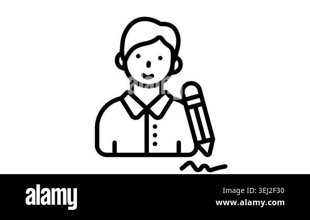 Easy to use line style icon animation depicting writer character Stock ...