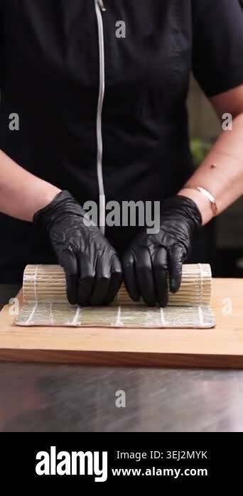 The chef is preparing dish in the kitchen. Japanese cuisine Stock Video ...
