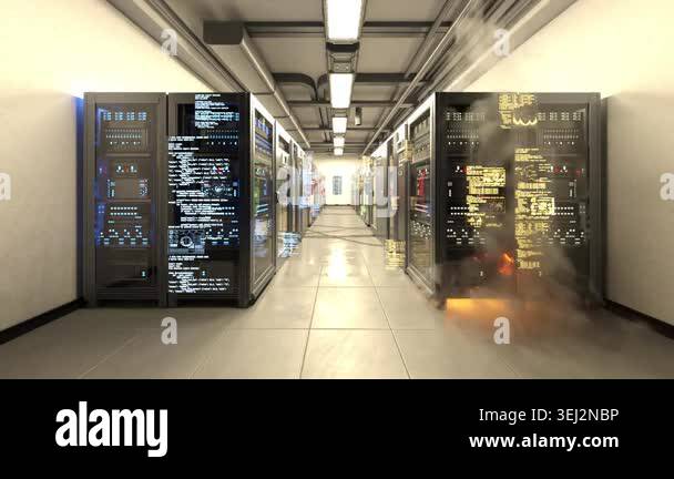3D rendering of the server room Stock Video Footage - Alamy