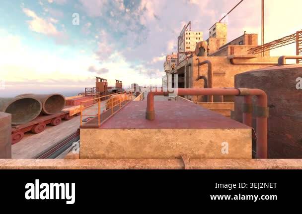 3D rendering of the seaside factory exterior Stock Video Footage - Alamy