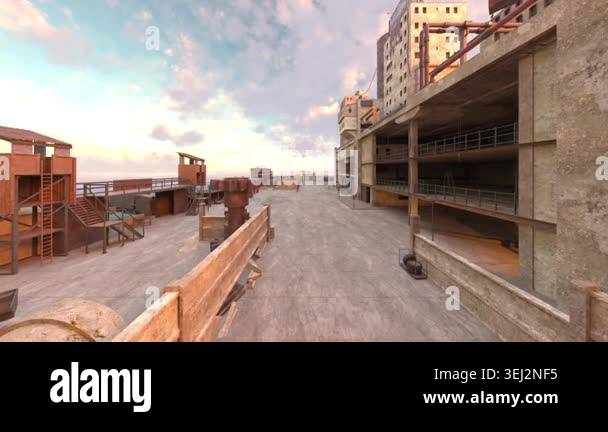 3D rendering of the seaside factory exterior Stock Video Footage - Alamy