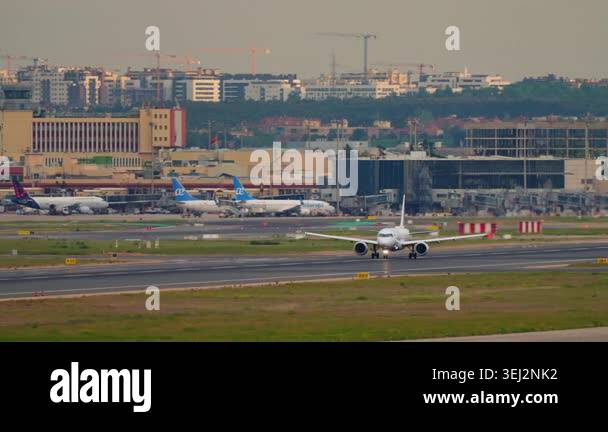 MADRID, SPAIN - APRIL 10, 2026: Airliner climbing after liftoff from ...