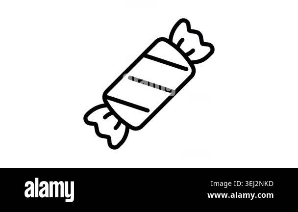 Easy to edit linear style icon animation of gift wrapped with ribbon ...