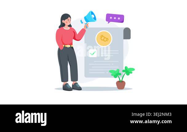 Grab this creatively designed bitcoin promotion marketing flat animated ...