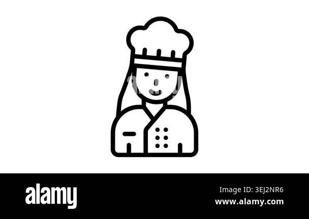 Check out our premium line icon animation of female chef avatar Stock ...