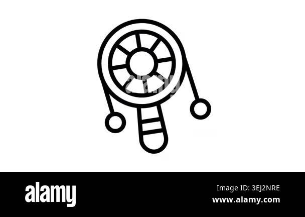 Ready to use linear style icon animation of snow globe inside pine tree ...