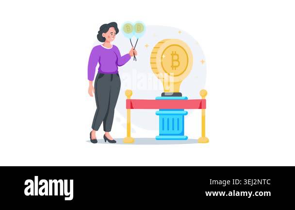 A beautifully designed flat animated illustration of bitcoin value ...