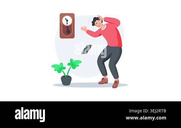 Creatively crafted flat style animated illustration of man accidentally ...