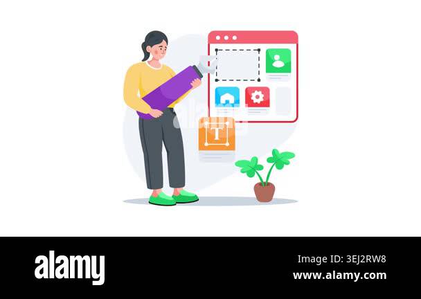 Visually engaging flat animated illustration of customizing website ui ...
