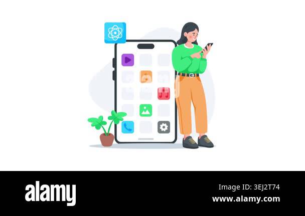 Get a glimpse of this amazing flat animated illustration of mobile app ...