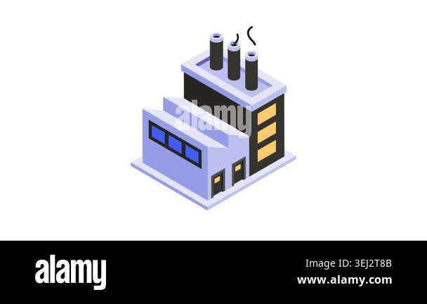 Building with chimney depicting power plant or industry animated icon ...
