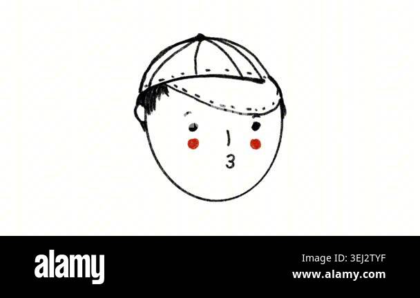 Grumpy Mad Kids Boy with hat Doodle Sketch Illustration with Playful ...