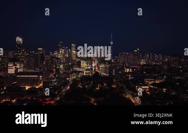 Luminous cityscape of Toronto, Ontario, Canada with illuminated ...