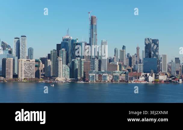 Urban Toronto skyline and waterfront skyscrapers, growing financial ...