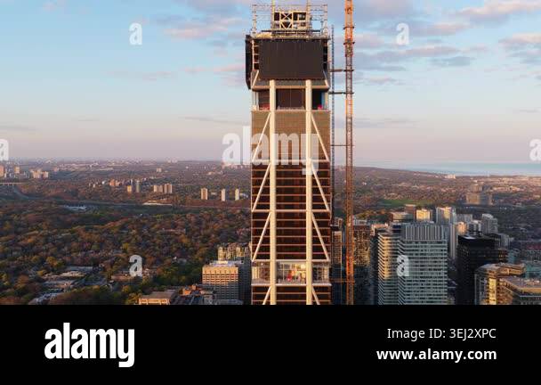 Supertall skyscraper construction of The One tower showing ...