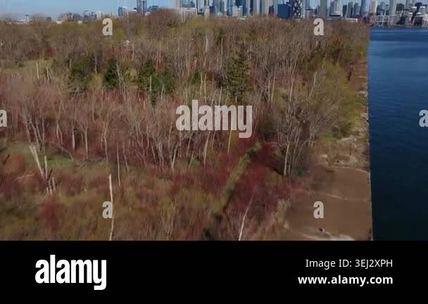 Sweeping motion revealing Torontos iconic downtown skyline from Tommy ...
