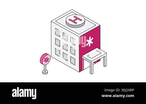 Isometric hospital animated icon representing healthcare facilities ...