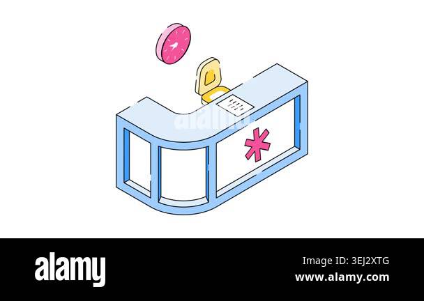 animated icon of Hospital or clinic reception desk for patient check in ...
