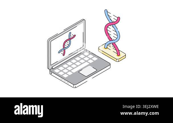 DNA strand and laptop for genetic research and analysis Stock Video ...