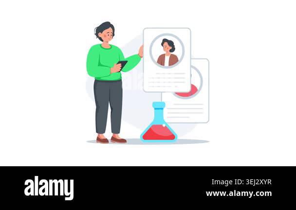 animated illustration of healthcare worker reviewing patient ...