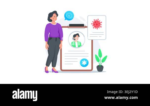 Illustration of doctor checking, patients medical test report and ...