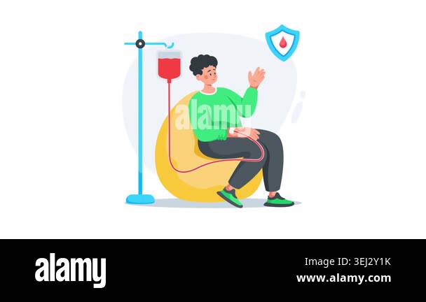 A man donating blood through IV drip showing healthcare and donation ...