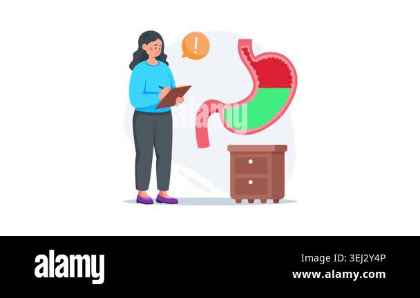 Illustration of a female doctor diagnosis gastric infection in patient ...