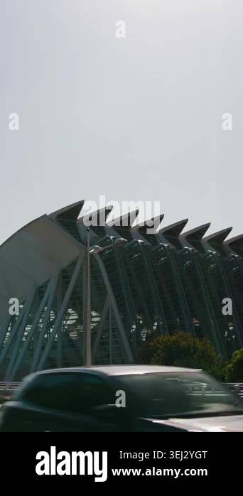 Modern architecture of the prince felipe museum of science with traffic ...