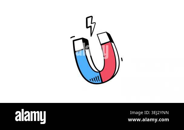 Well designed hand drawn animated icon of magnet in trendy design style ...