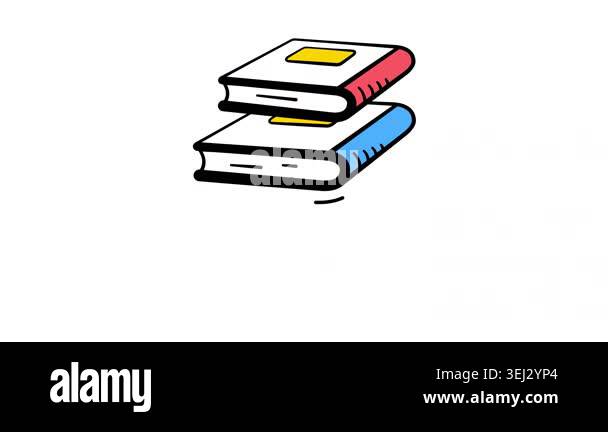 School textbooks doodle animated icon, reading, knowledge and education ...