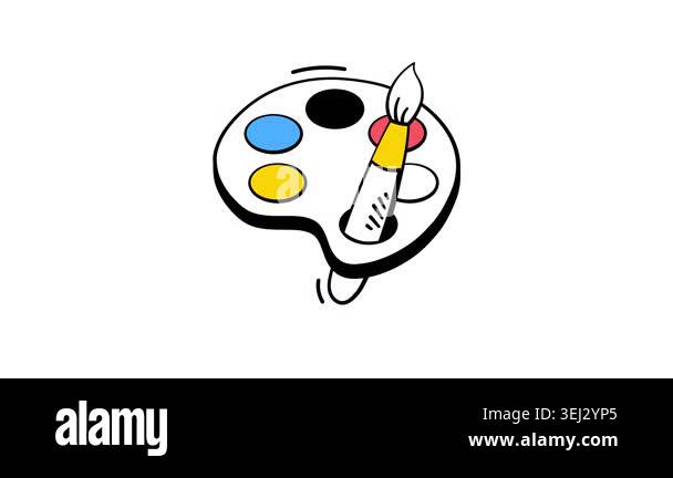 Art palette with brush symbolizing creativity and art education, doodle ...