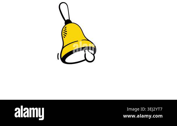 Classic ringing school bell doodle style vector, ready to use animated ...