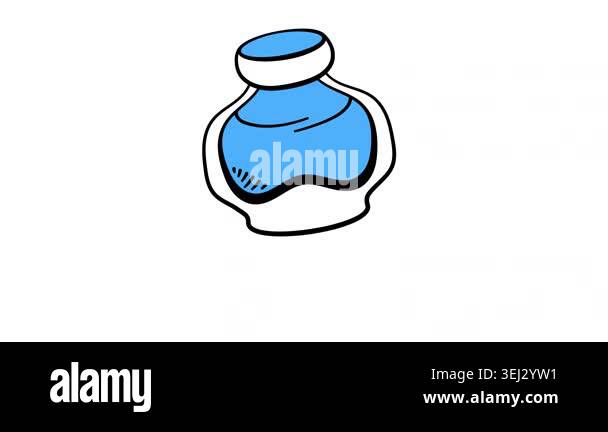 Traditional inkpot doodle animated icon, handwriting, calligraphy, and ...