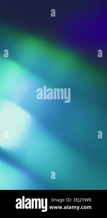 Vertical video. Defocused glow. Ray leak. Blue green color neon glossy ...