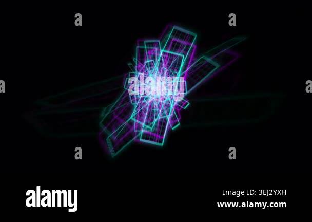 Futuristic neon explosion warp with cyan and purple geometry, Abstract ...