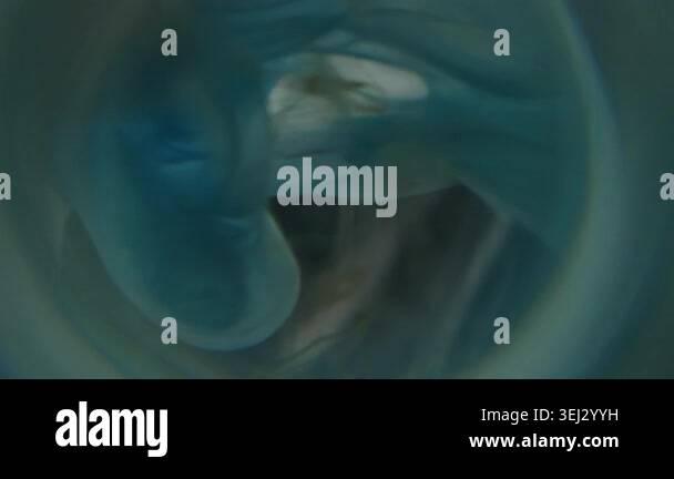Fume swirl defocused. Sphere ink. Blue brown drop pigment flow ...