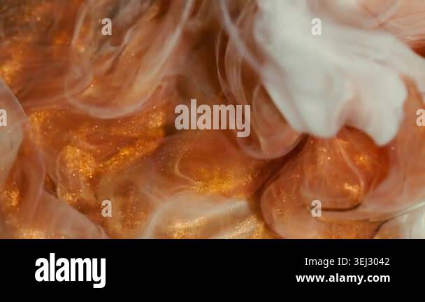 Paint vapor. Blend cloud. Defocused orange white color glitter fog ...