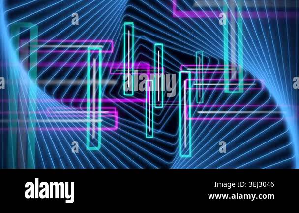 Futuristic glowing geometric tunnel with digital lines, Abstract ...