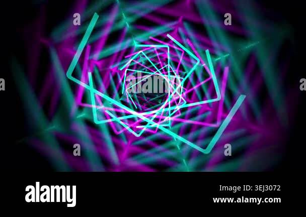 Glowing neon geometric tunnel with cyberpunk spiral, Futuristic ...