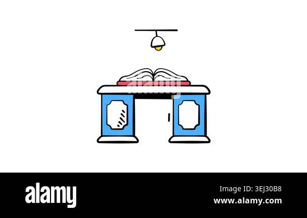 Creatively crafted amazing doodle style animated icon of study table ...