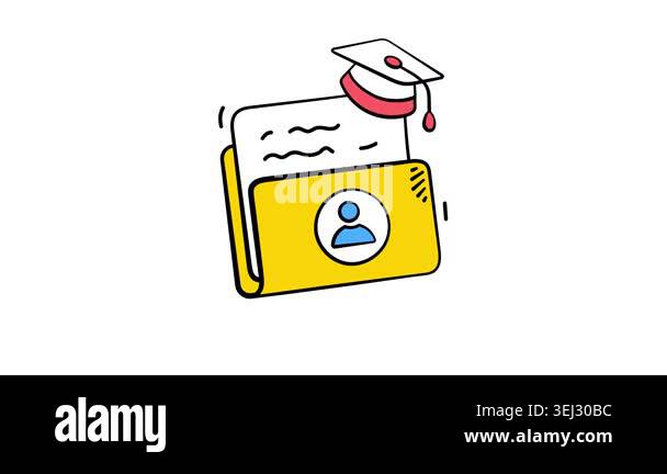 Hand drawn doodle style animated icon of student profile, modern design ...