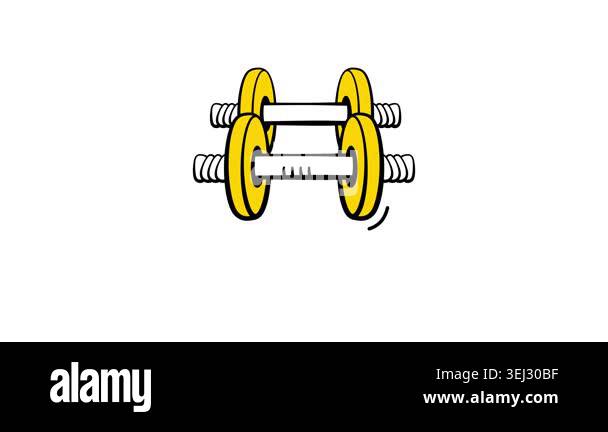 Dumbbells doodle animated icon, physical education, strength training ...