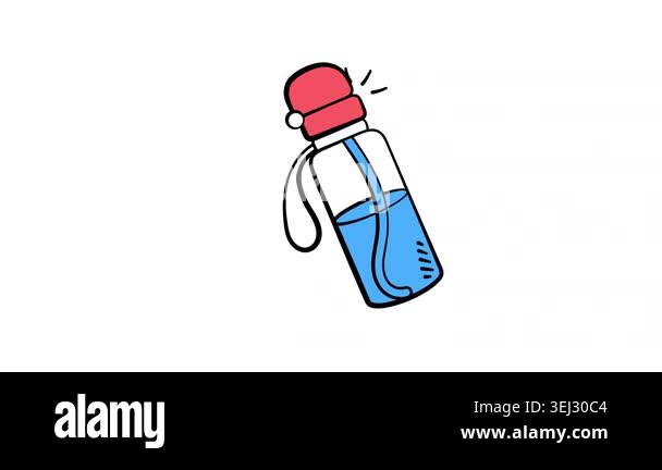 Water bottle in modern hand drawn style, modern vector Stock Video ...
