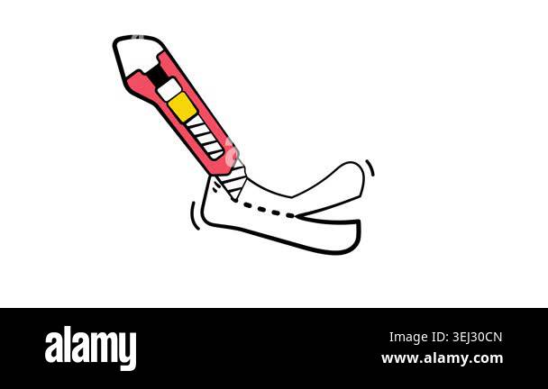 Well designed hand drawn doodle style animated icon of paper cutter ...