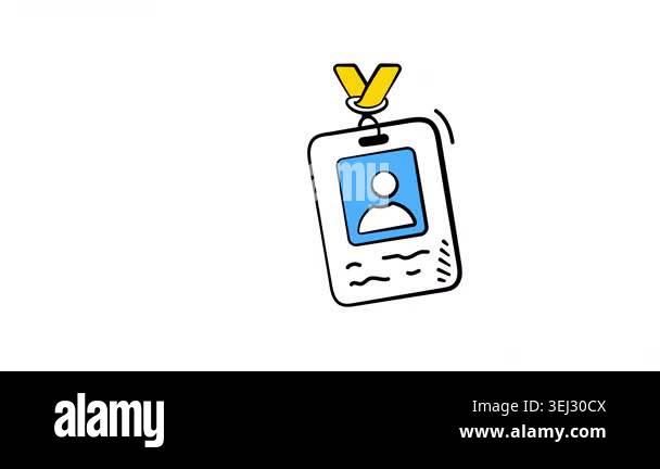 Student identity and school authorization, doodle animated icon of ...