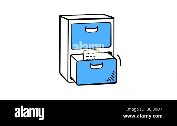 Creatively crafted amazing doodle style animated icon of filing cabinet ...