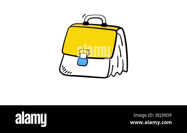 Classic school bag doodle animated icon symbolizing learning, study ...