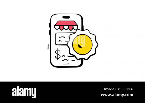 Hand drawn mobile phone animated icon for ecommerce apps and online ...